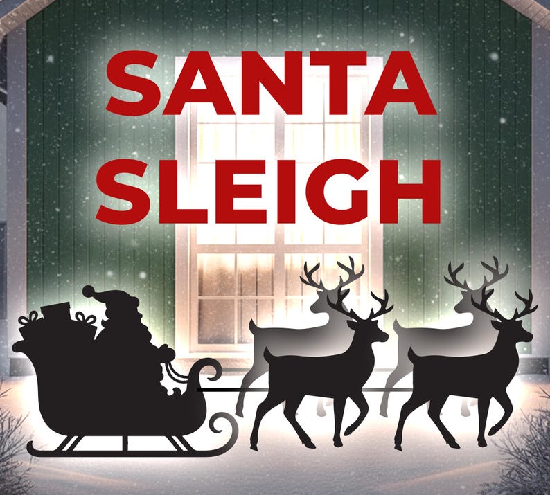 5ft Santa Sleigh SVG, Reindeer Cut File for Cricut, Printable Trace and ...