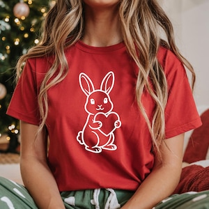 Cute Bunny SVG, Rabbit With Heart Outline, Valentines Day SVG ...