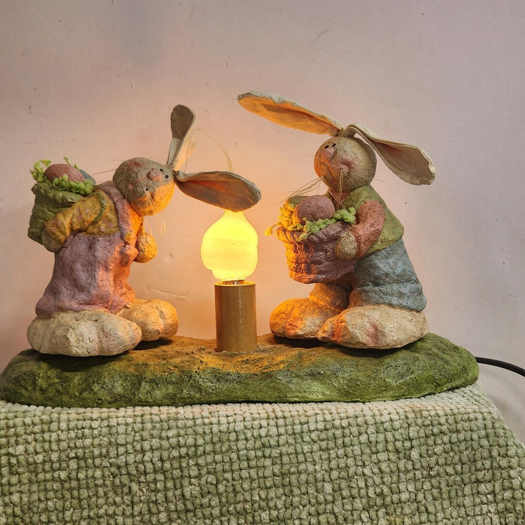 Vintage Vickie Jeans Creations Lighted Easter Bunny Folk Art Decor - Etsy