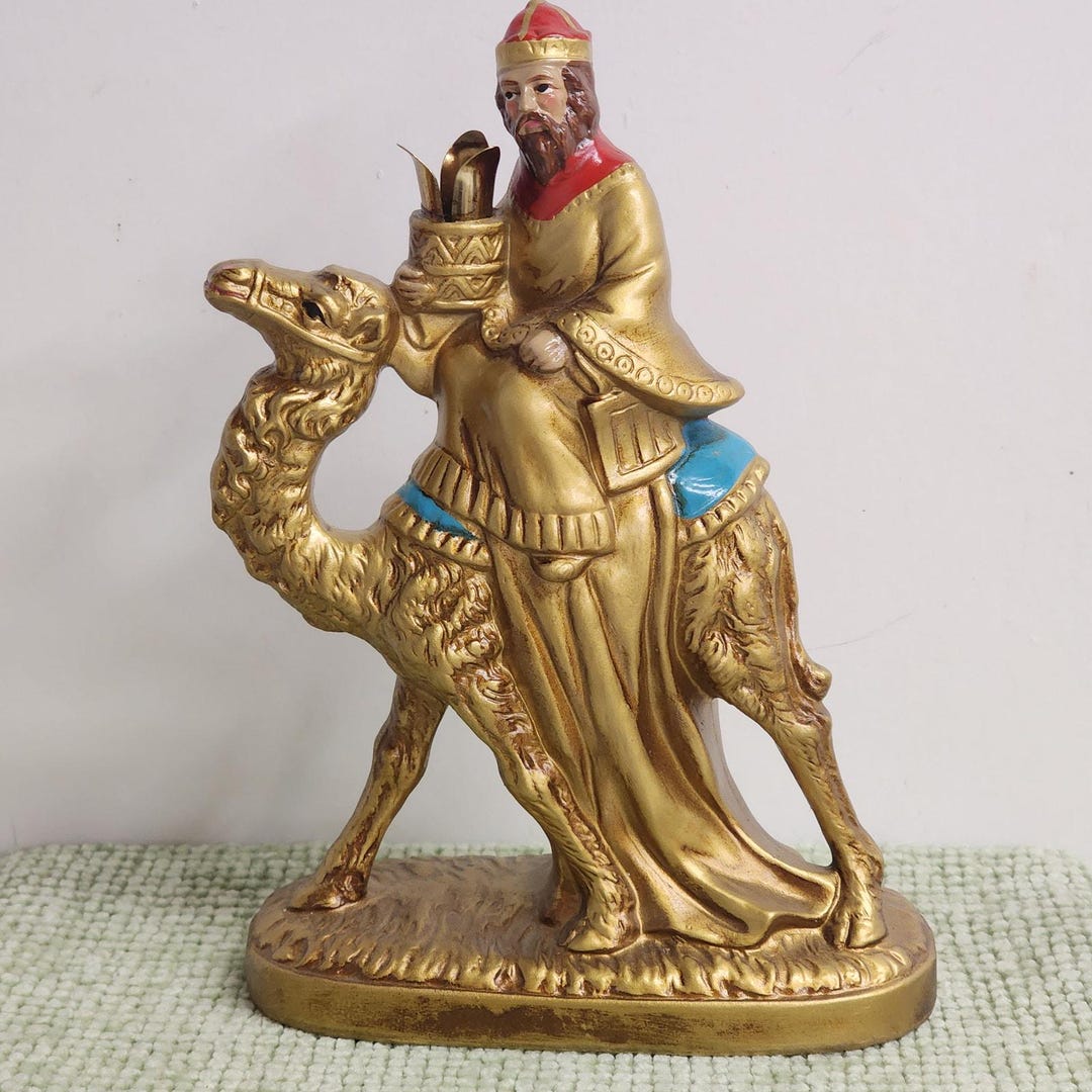 VTG Star Japan Magi on Camel Hand Painted Nativity Wise Man 8" Gold ...