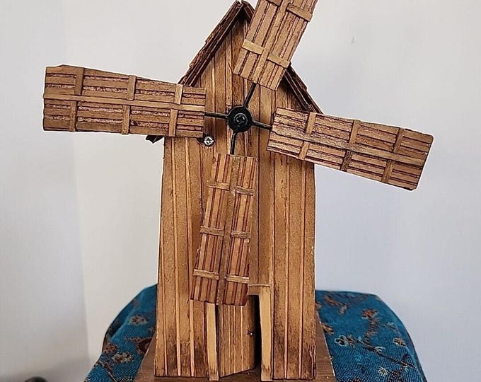 Vintage Wood Windmill Music Box Plays Windmills of Your Mind Works ...