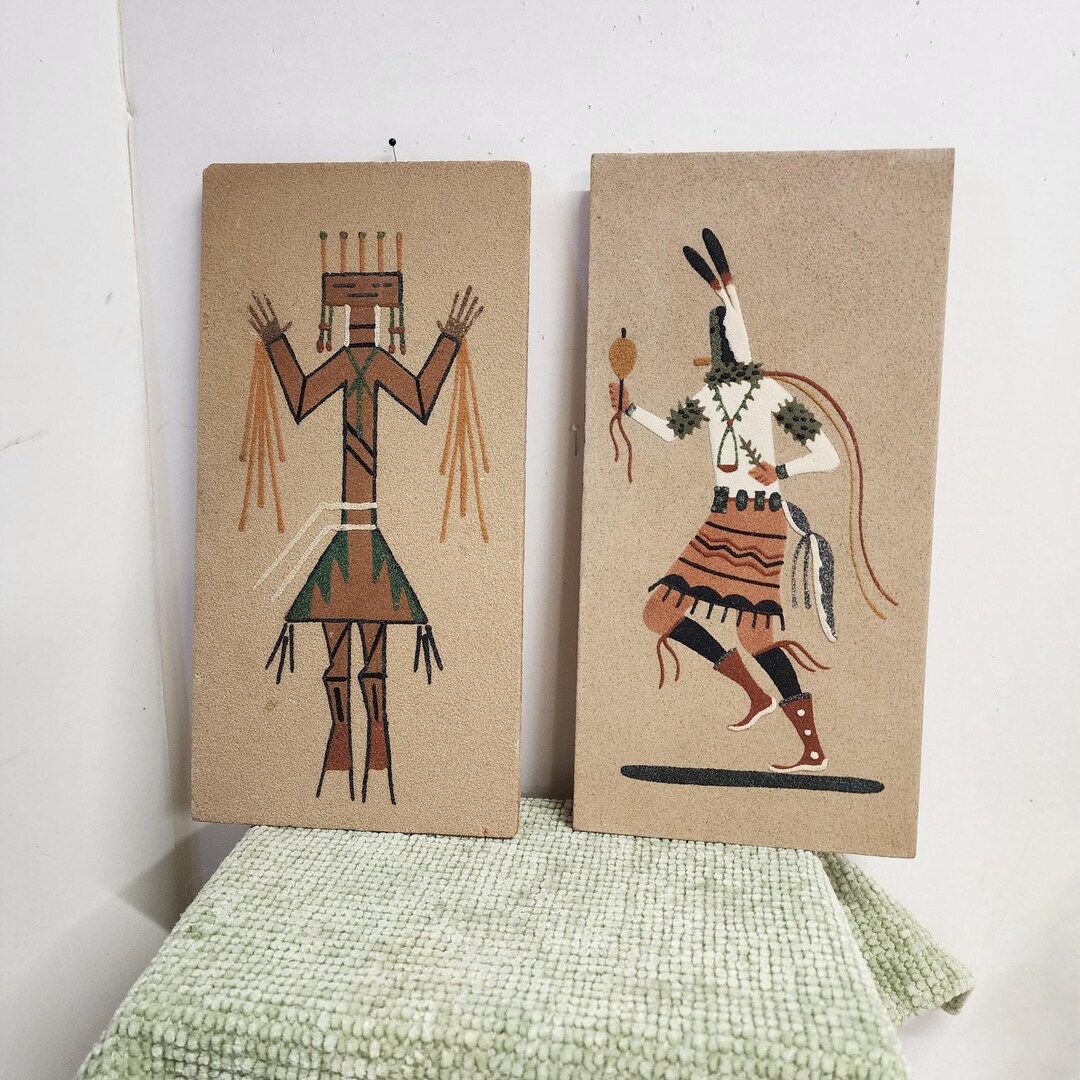 Vintage Yeibichai Dancer Art Panels Pair Kay Bennett Navajo Style - Etsy
