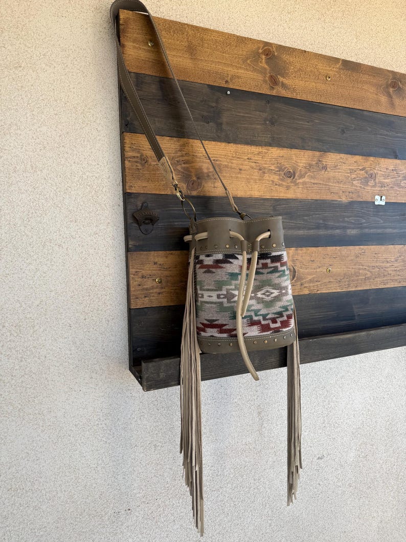 Handcrafted: REAL Pendleton Wool Studded Bucket Bag, Cross Body ...