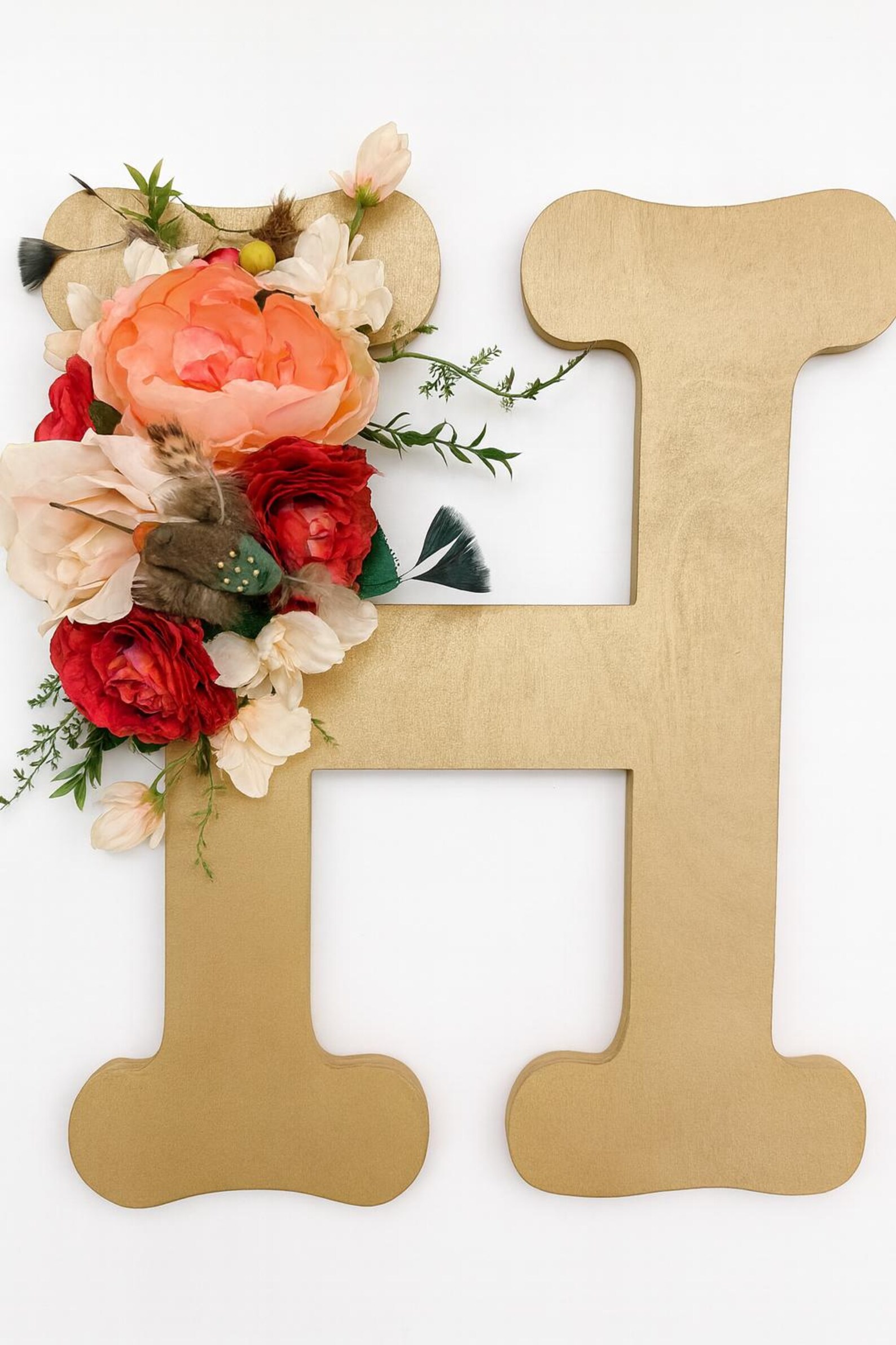 Floral Wooden Letter "h"– Flower Monogram, Door Decor, Nursery Decor ...
