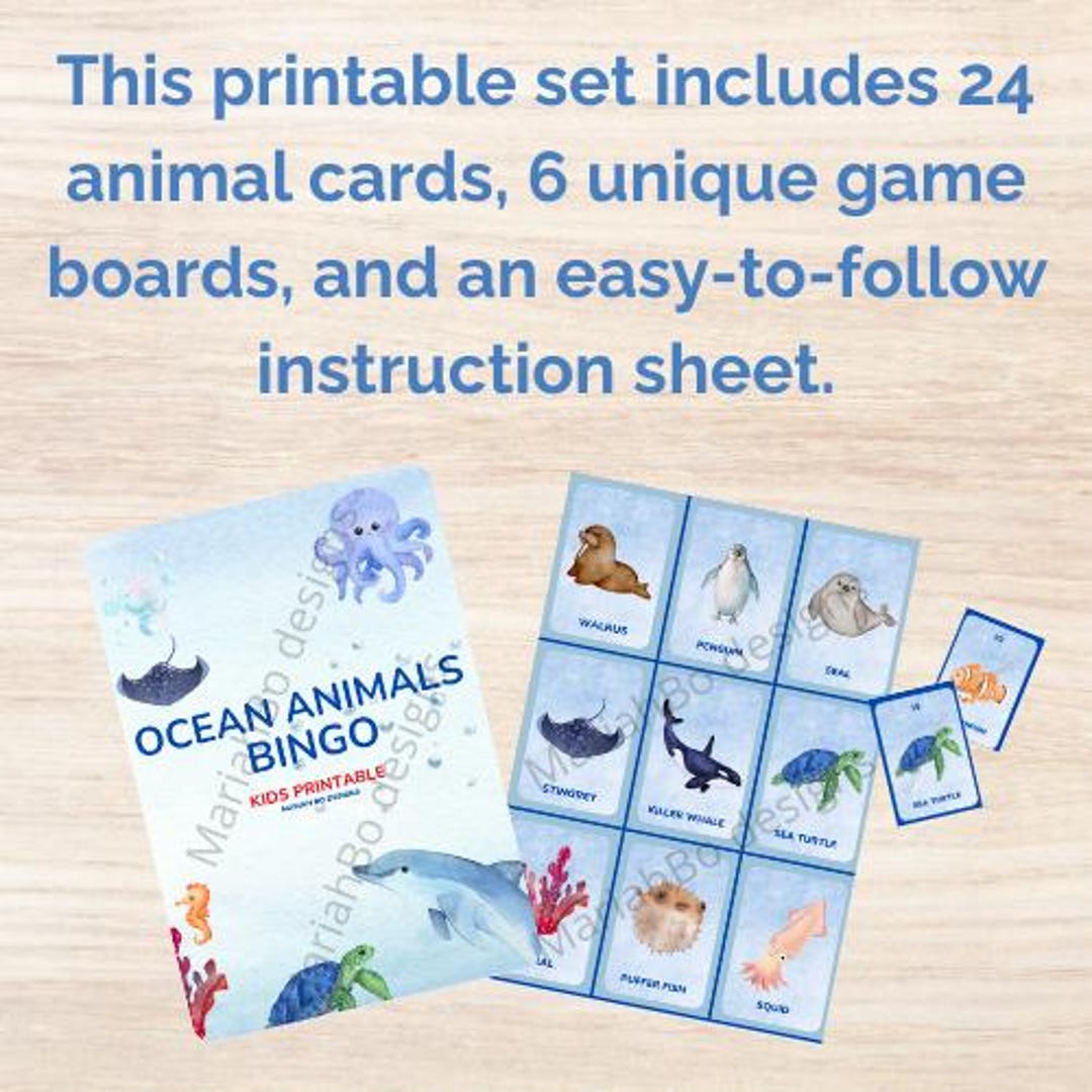 Ocean Animal Bingo – Fun Printable Game for Kids | Preschool Learning ...