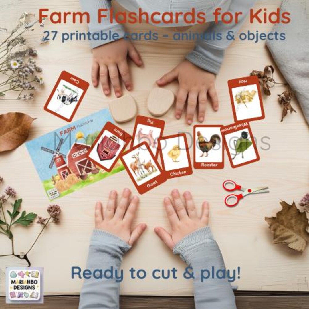 Farm Animals and Objects Flashcards for Kids – Printable Farm Cards ...