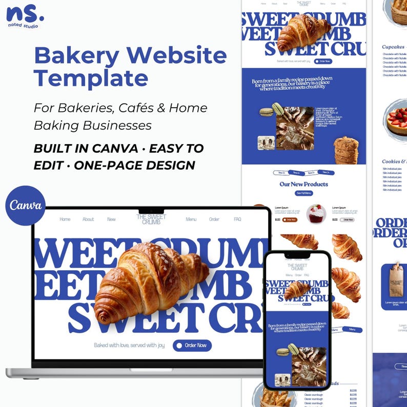 Bakery Website Template Canva: Editable Pastry & Cake Shop Design - Etsy