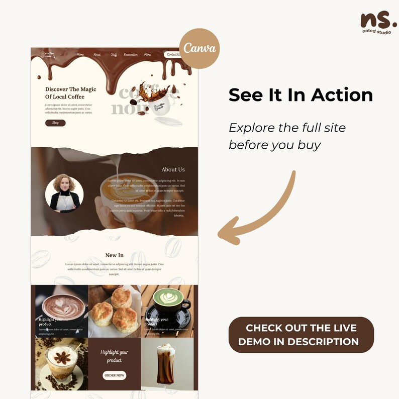 Coffee Shop Canva Website Template: Café Landing Page & Menu - Etsy