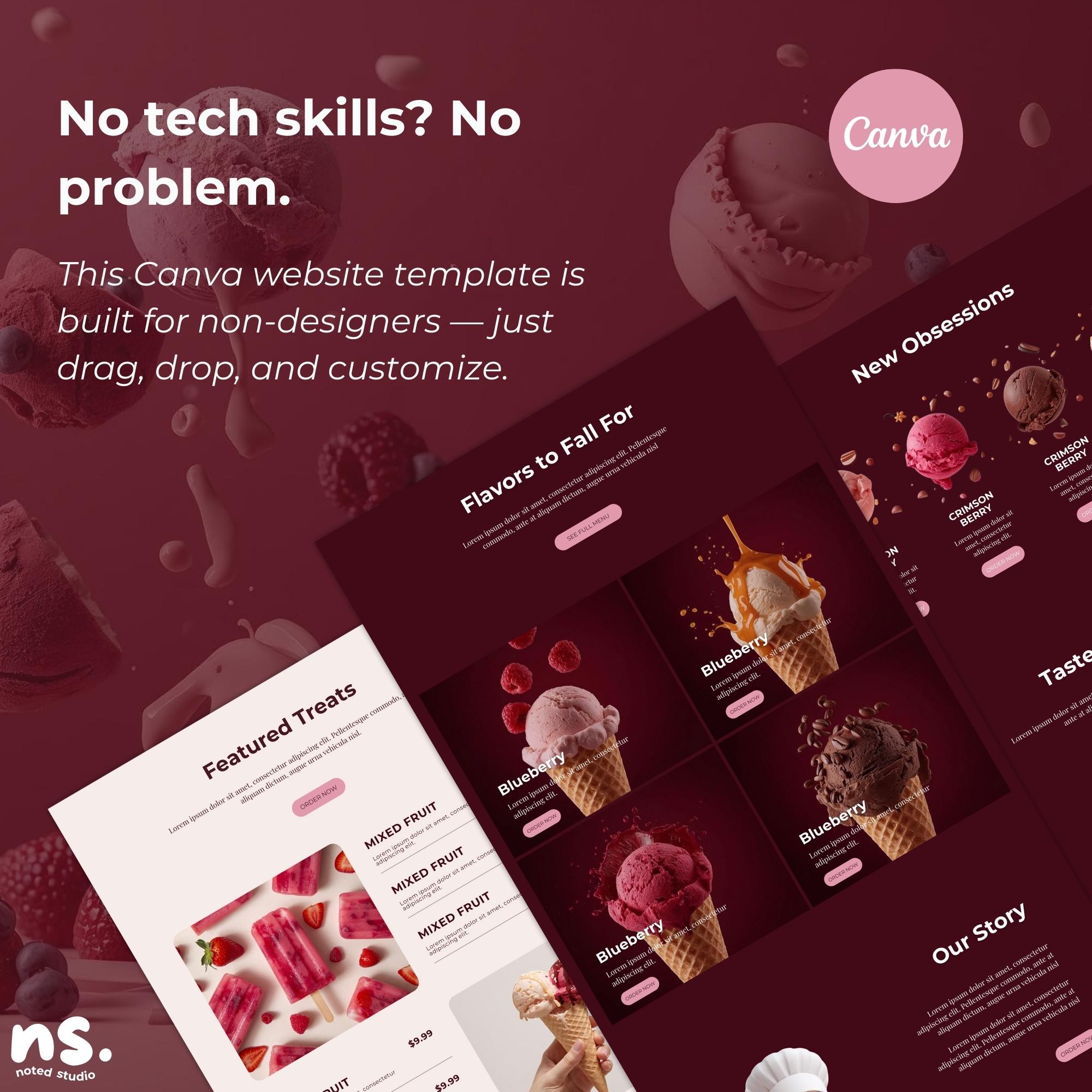 Ice Cream Shop Website Template Canva: Editable Gelato Landing Page - Etsy