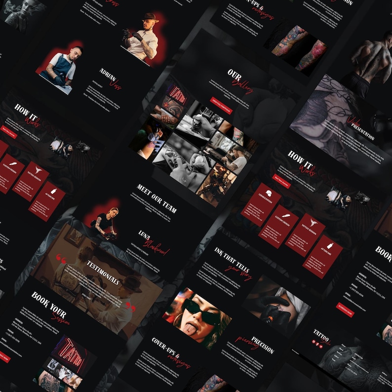 Tattoo Studio Website Template Canva: Editable Portfolio & Booking Page ...