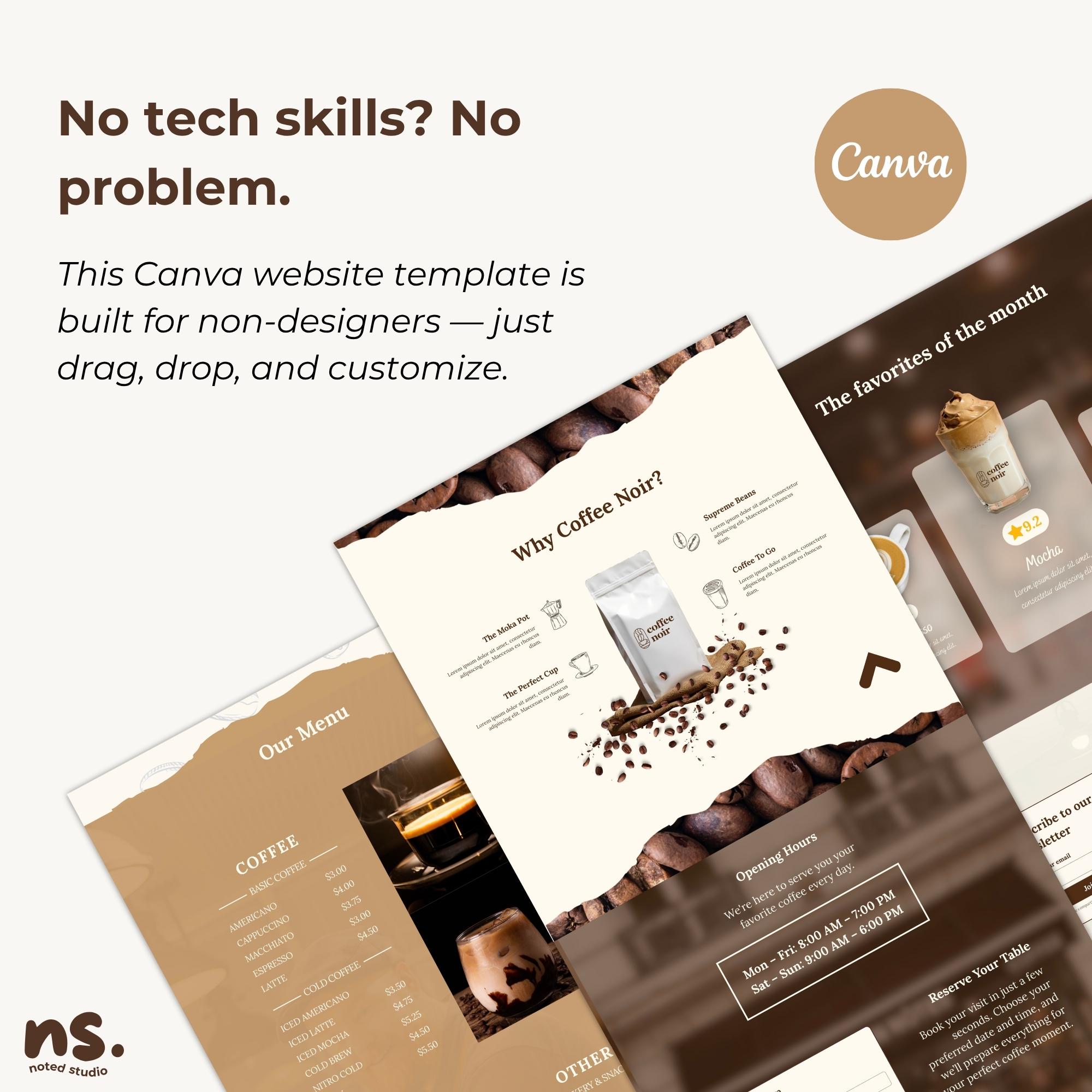 Coffee Shop Canva Website Template: Café Landing Page & Menu - Etsy
