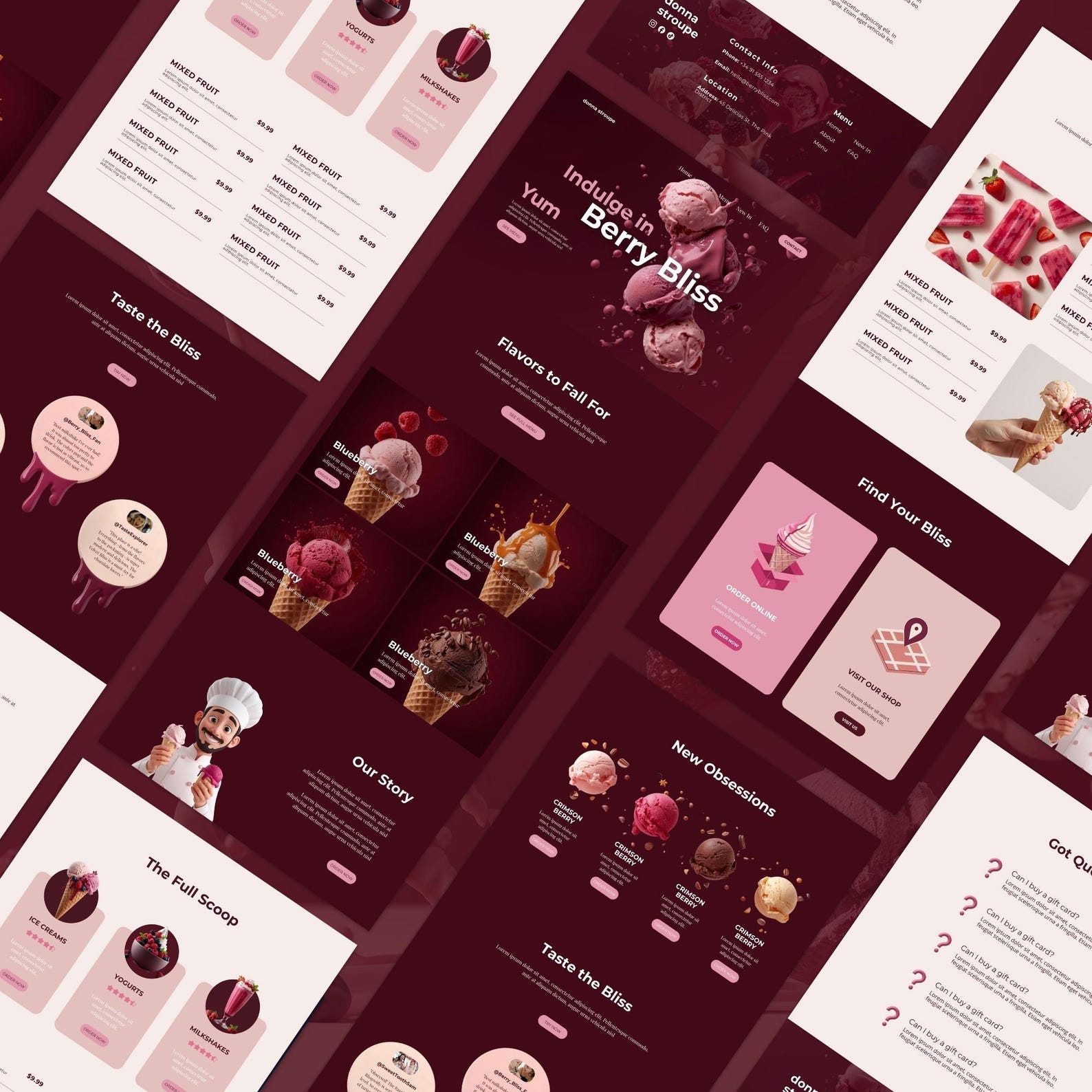 Ice Cream Shop Website Template Canva: Editable Gelato Landing Page - Etsy