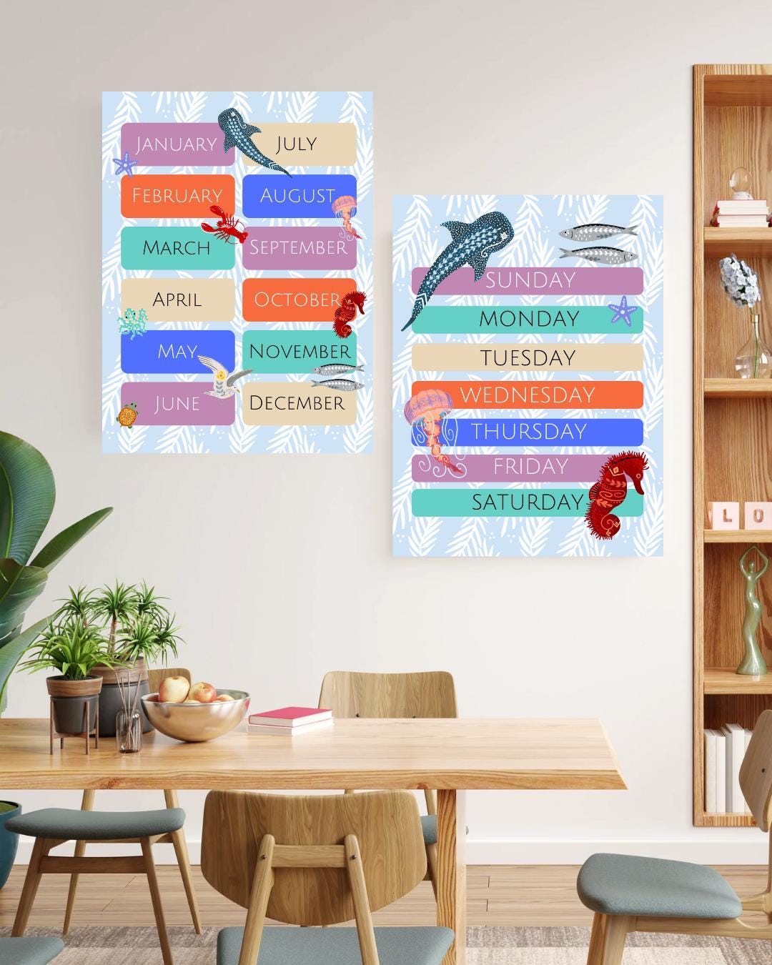Ocean Days of the Week Printable Poster: Sea Creature Classroom Art ...