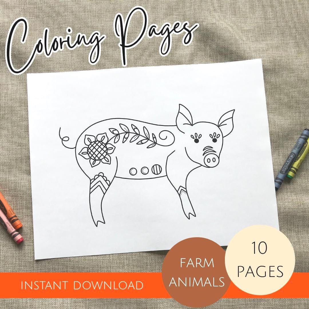 Farm Animal Coloring Pages: Barnyard Fun for Kids & Adults (PDF ...