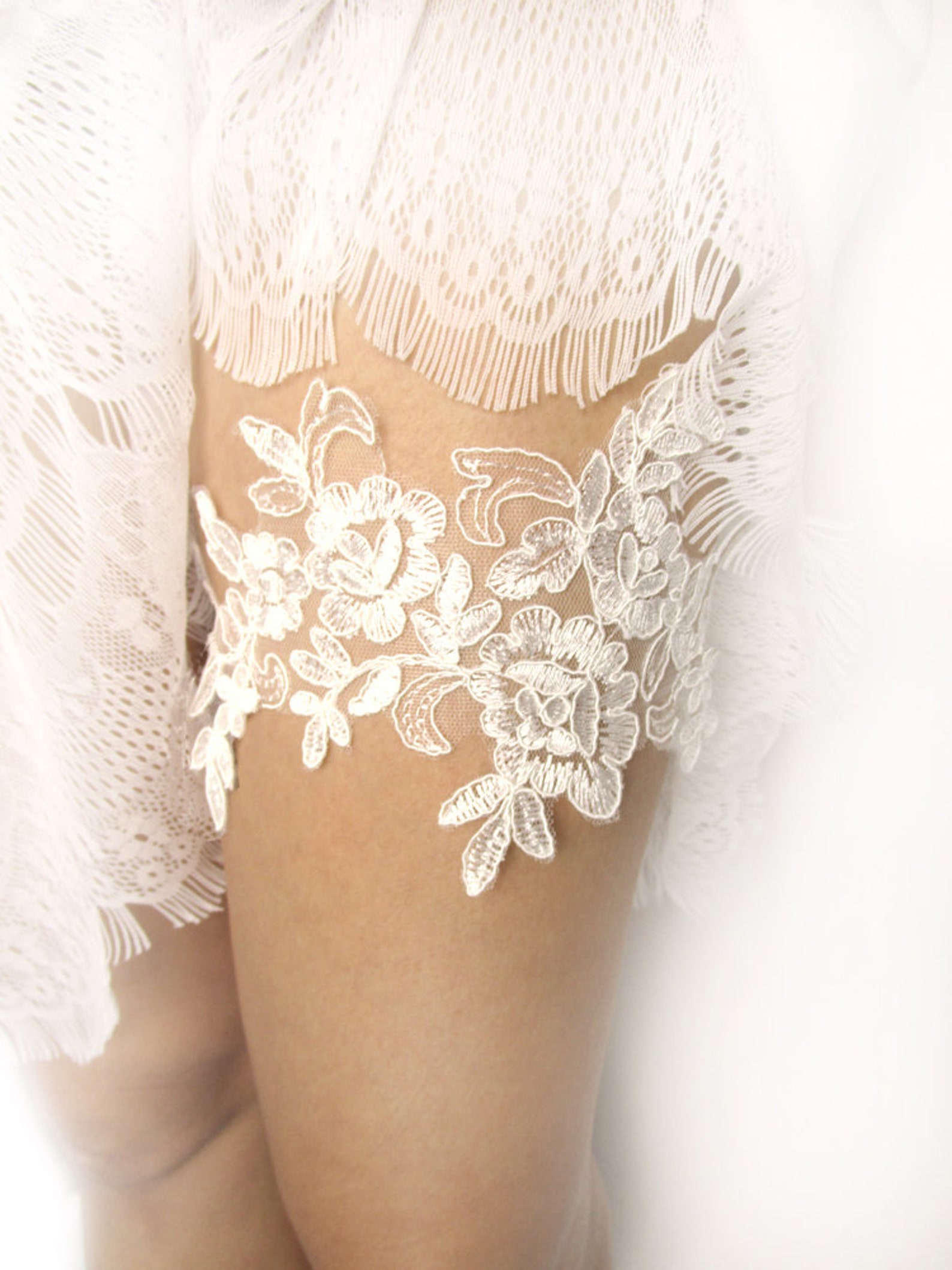 Ivory Lace off White Alencon Garter Set Wedding Bridal Garter Belt ...