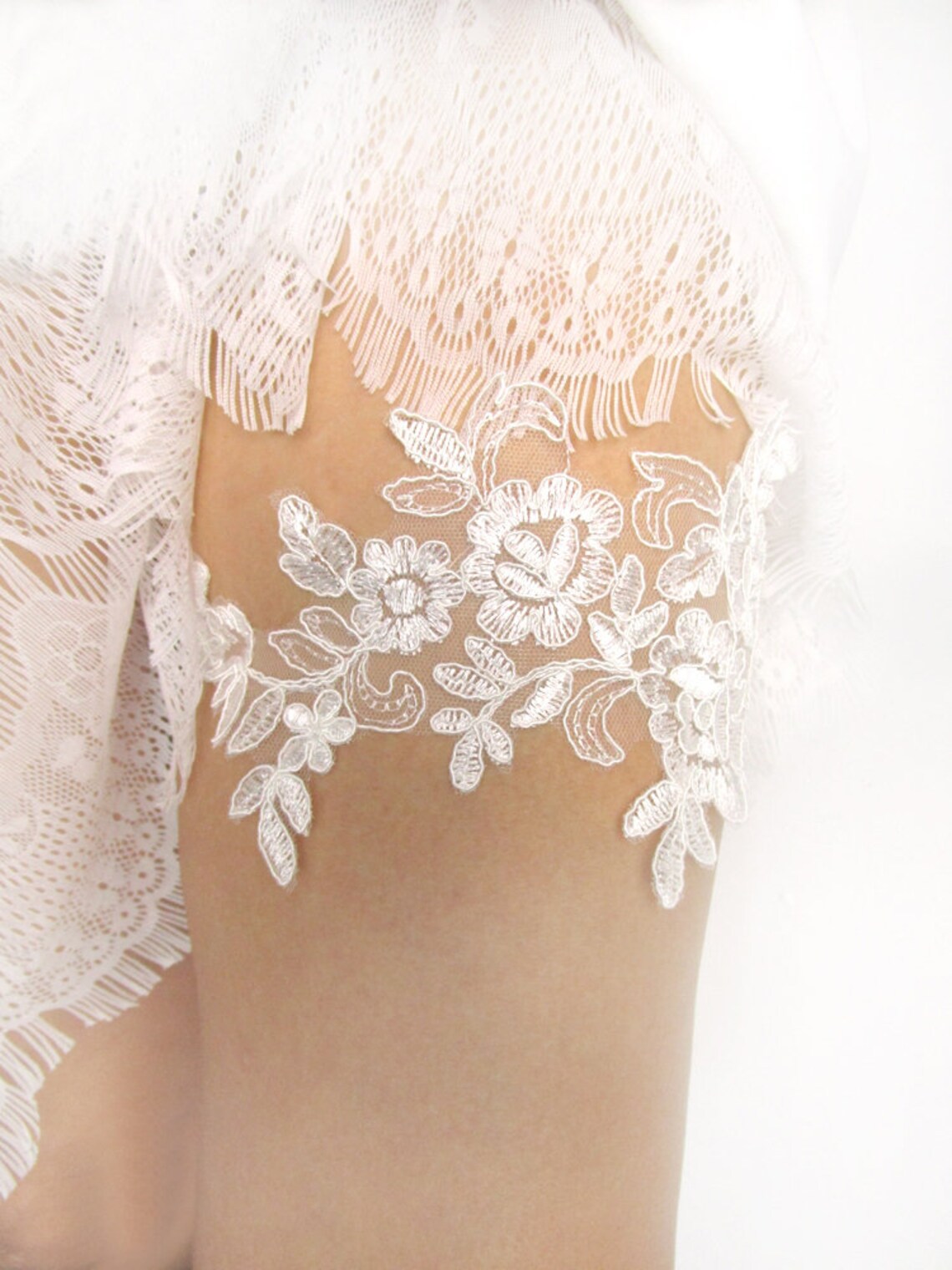 Ivory Lace off White Alencon Garter Set Wedding Bridal Garter Belt ...