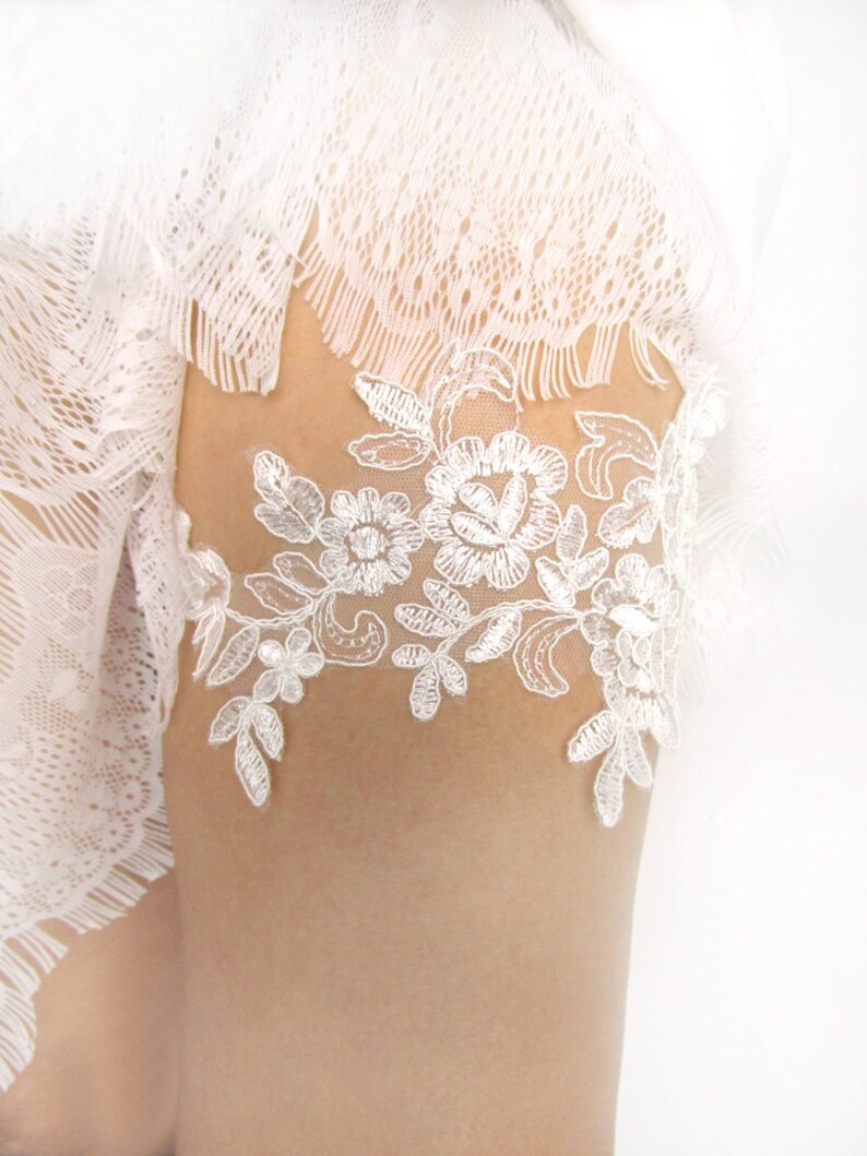 Ivory Lace off White Alencon Garter Set Wedding Bridal Garter - Etsy