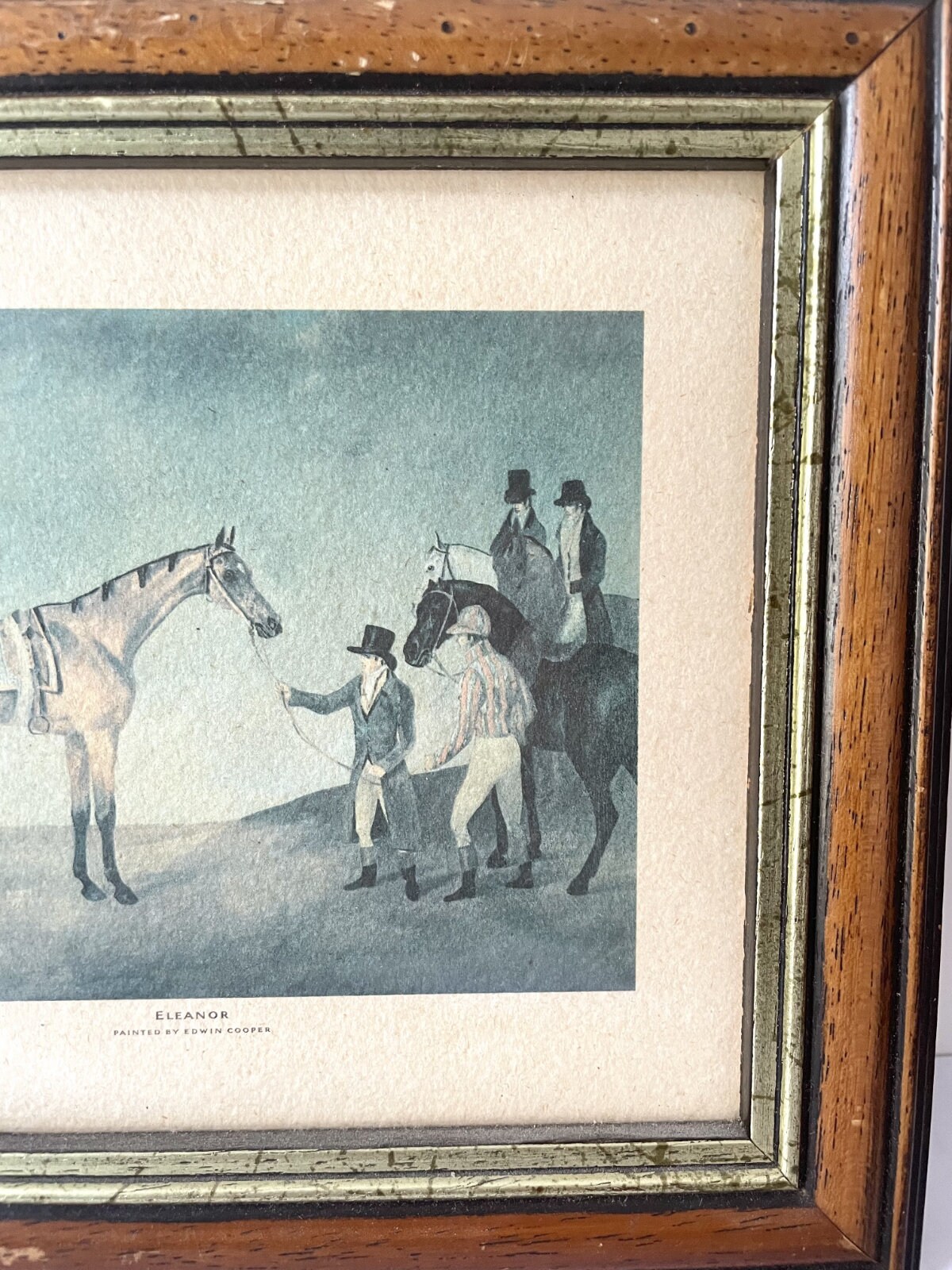 Vintage Race Horse Print With Gold Wooden Frame, Eleanor Painted by ...