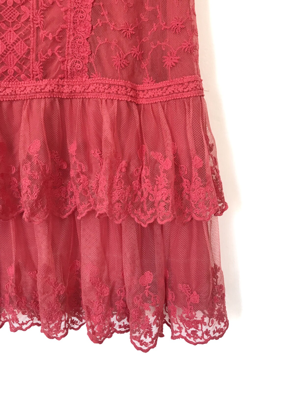 Coral Lace 1920s Dress Flapper Retro Dress Embroidery - Etsy