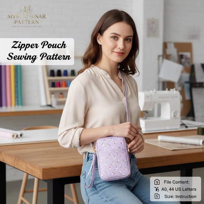 Zipper Pouch Sewing Pattern PDF | Quilted Box Pouch | Double Zipper Bag ...