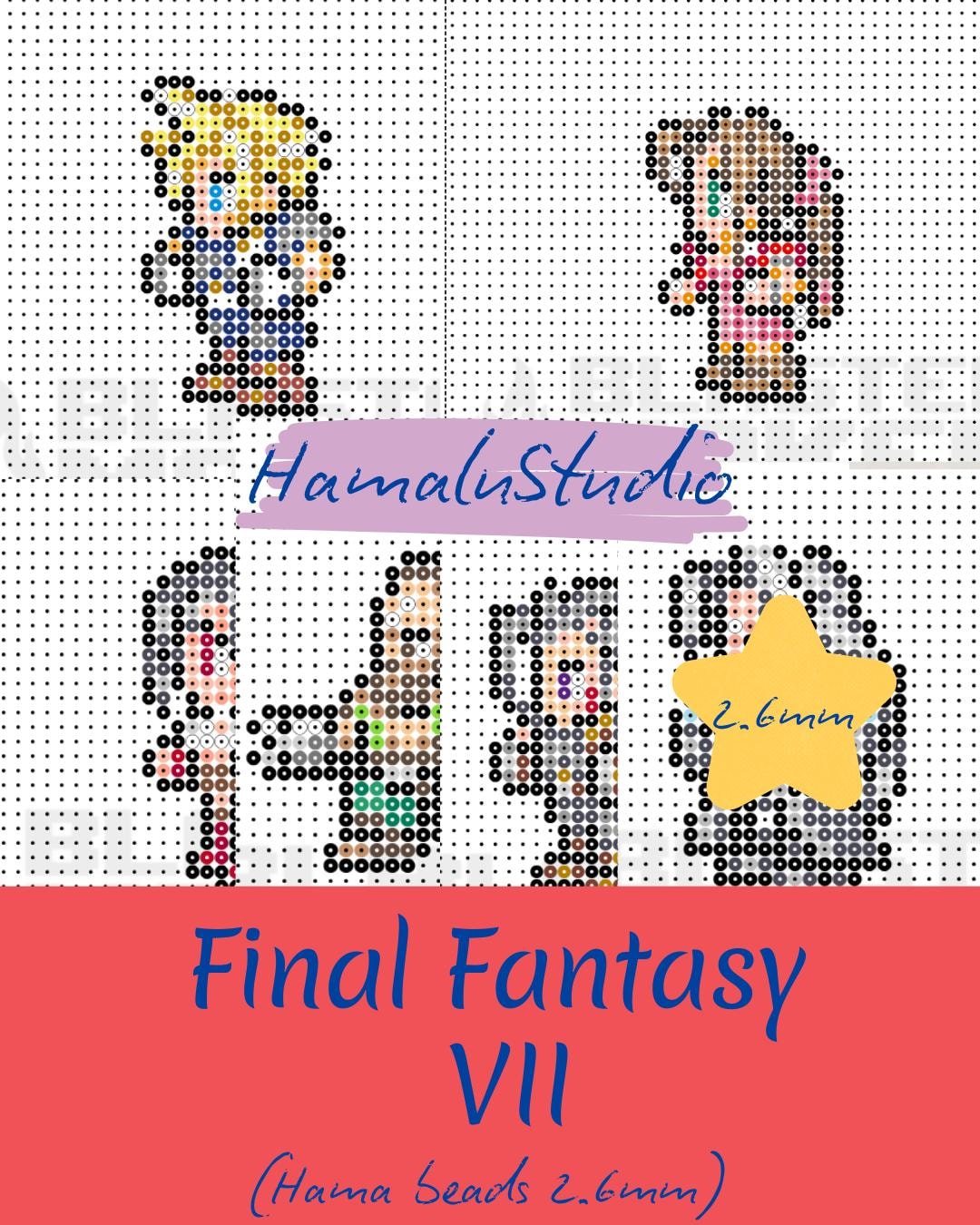 Hama Bead Patterns Final Fantasy VII (2.6mm). Cloud, Aeris, Tifa ...