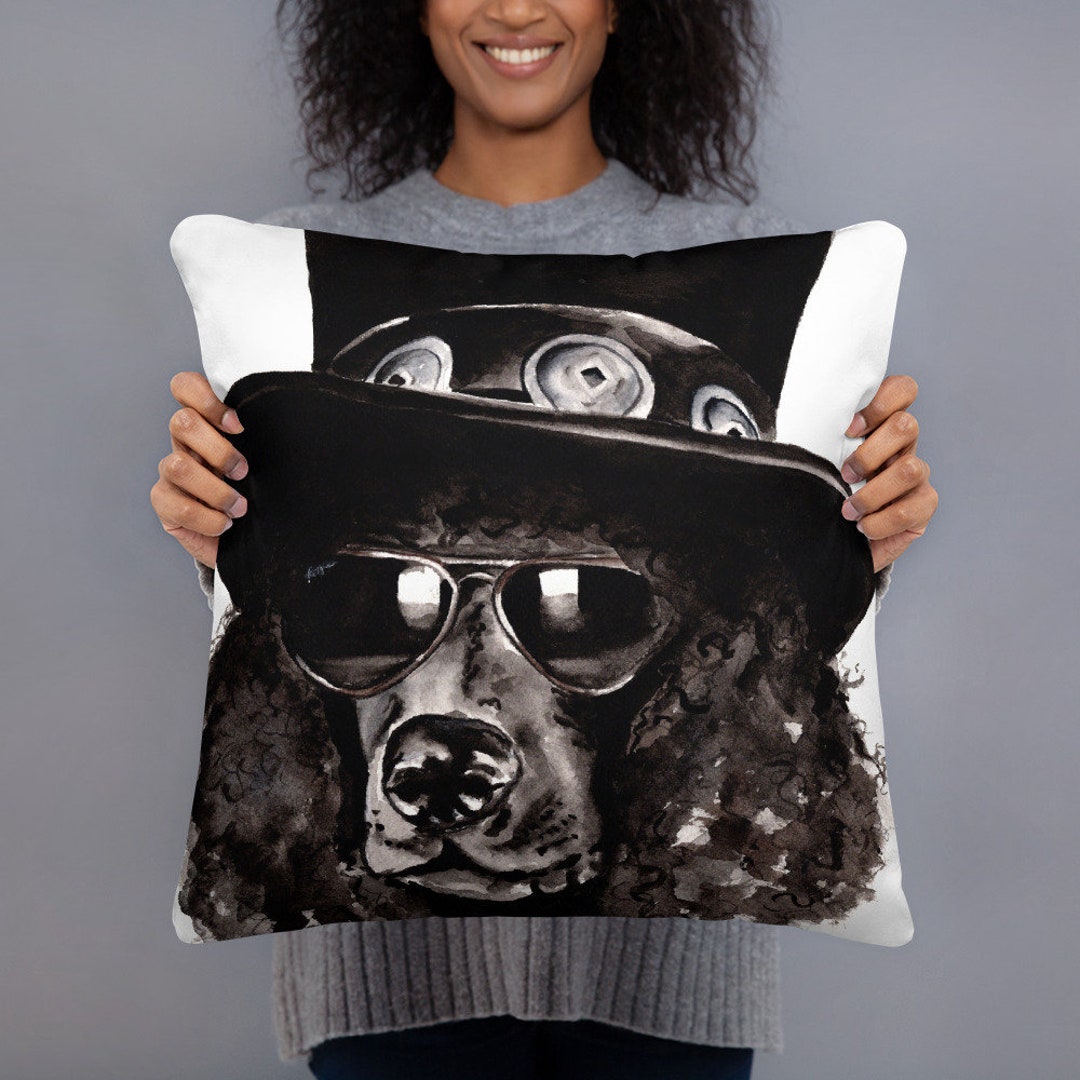 Iconic Dogs. Slash Poodle. Watercolor Painting. Square Pillow or Pillow ...