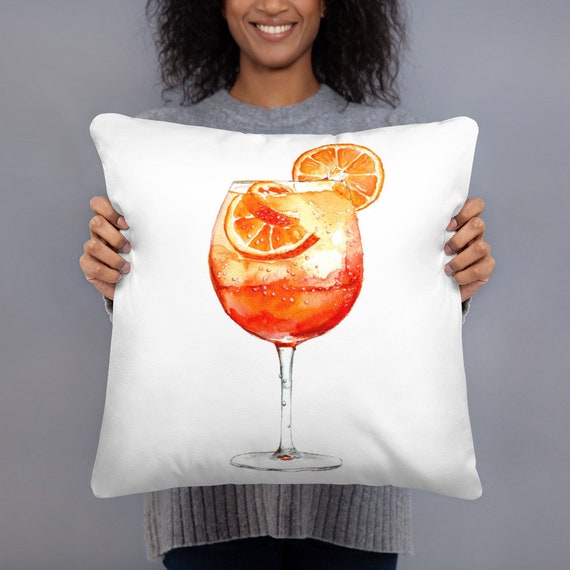 Cocktails. Aperol Spritz. Drink pillow. Watercolor painting. | Etsy