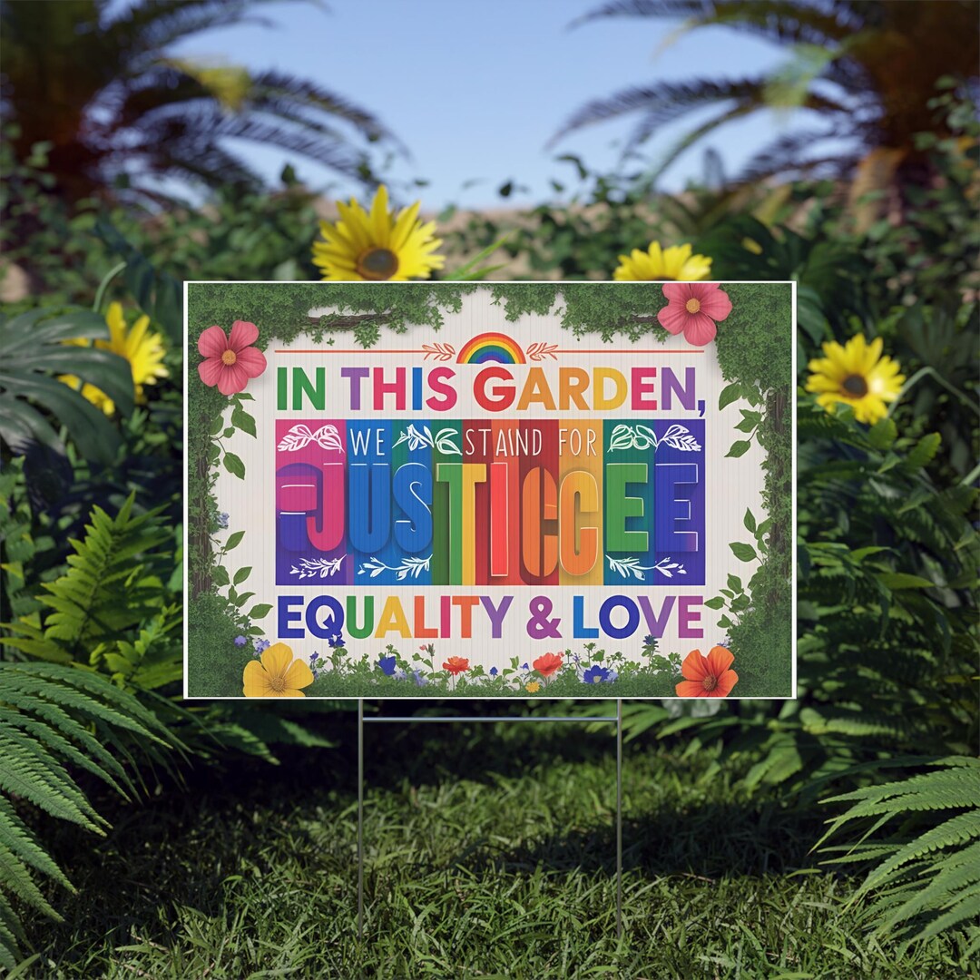 Rainbow Equality Lawn Sign, Garden Decor, LGBTQ+ Pride, Justice & Love ...