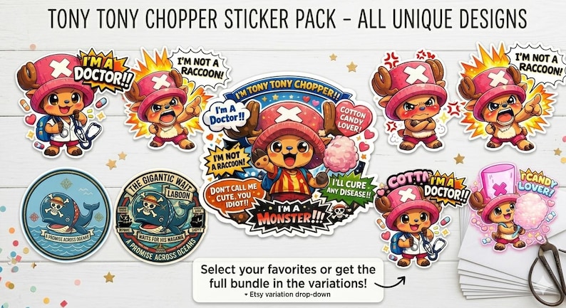 Tony Tony Chopper Sticker Pack | One Piece Anime Stickers | Kawaii ...
