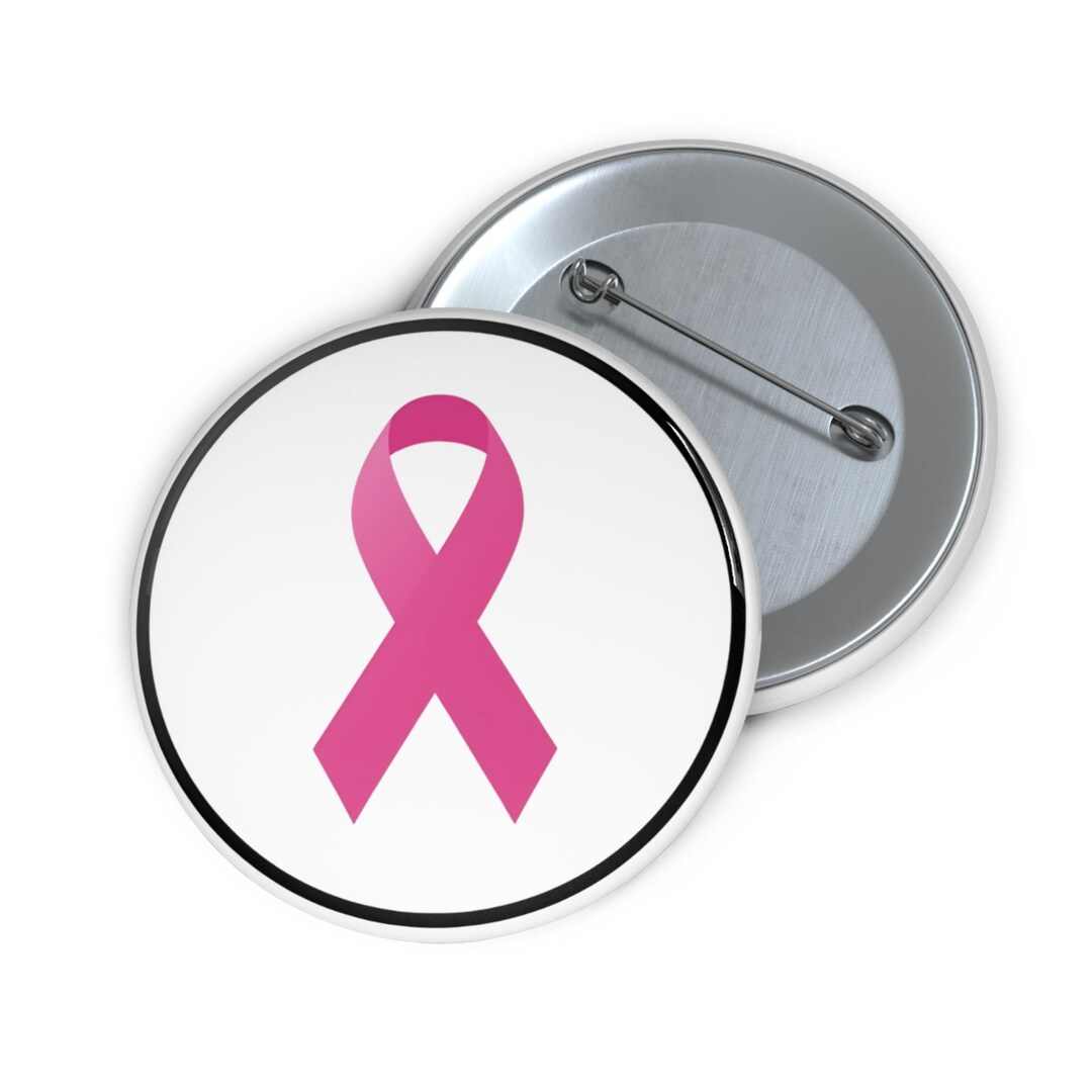 Pink Ribbon Breast Cancer Awareness Button, Support Survivor Fighter ...