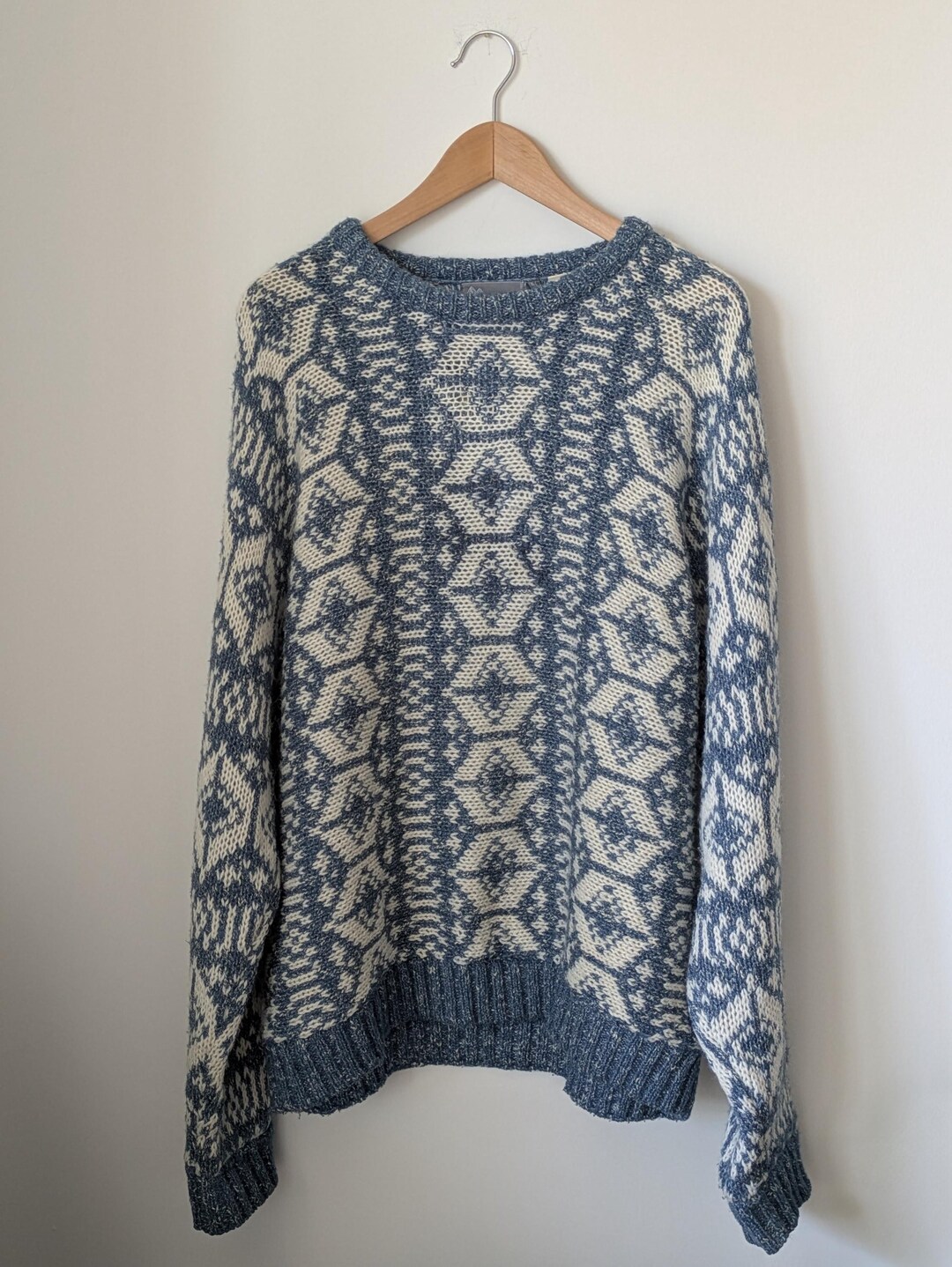 Cottage Core Geometric Grandpa Sweater - Apres Ski, Vintage Wool ...