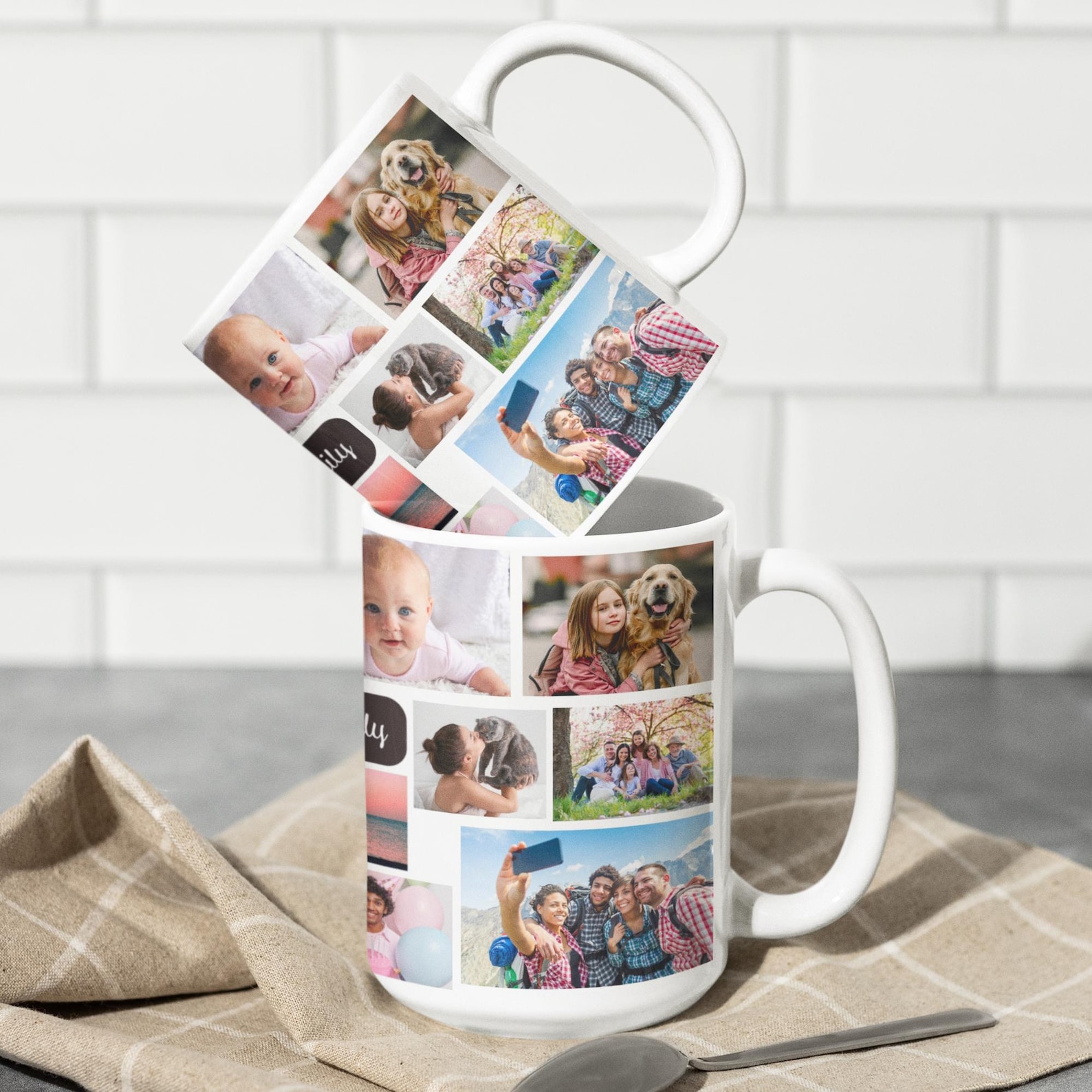 Personalized Photo Collage Mug With Text Large Mug Custom Gift for ...