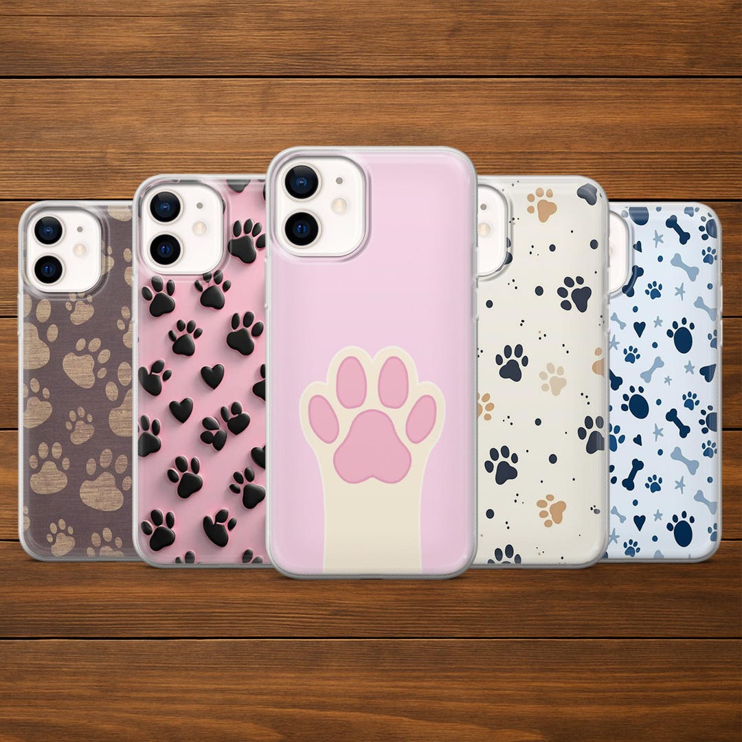 Paw Print Phone Case Dog Cat Cover for iPhone 17pro, 16, 15, 14, 13, 12 ...