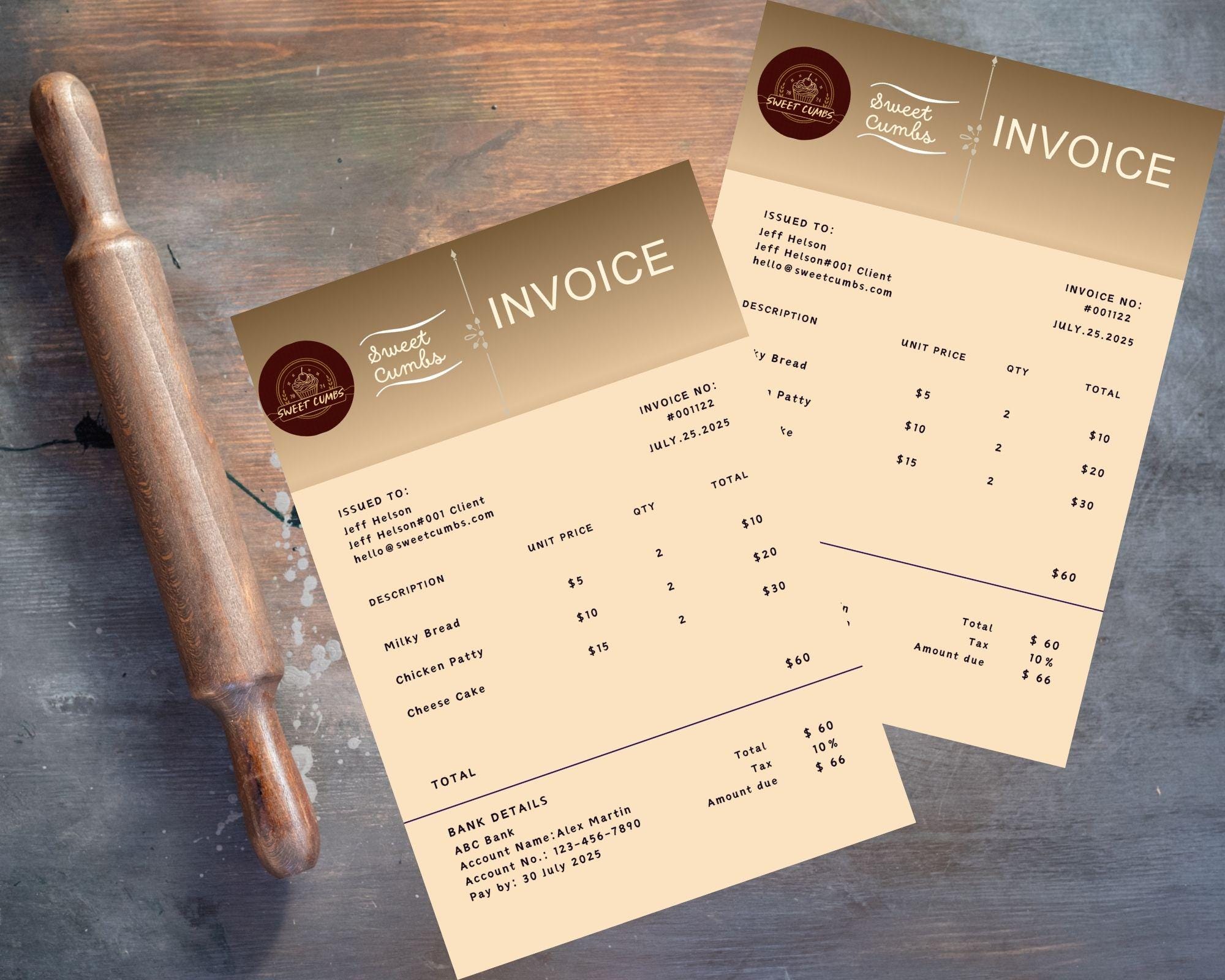 Editable Bakery Invoice Template: Canva Receipt for Small Business ...