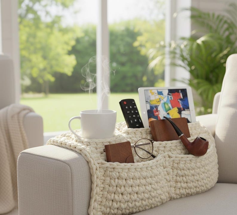 Crochet Couch Caddy Pattern PDF | Easy DIY Storage Solution - Etsy