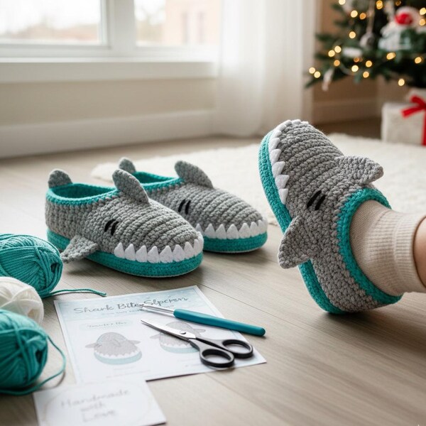 Shark Slippers - Etsy