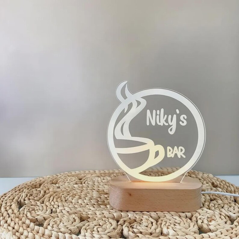Personalized LED Coffee Bar Sign – Custom Acrylic Name Lamp - Etsy