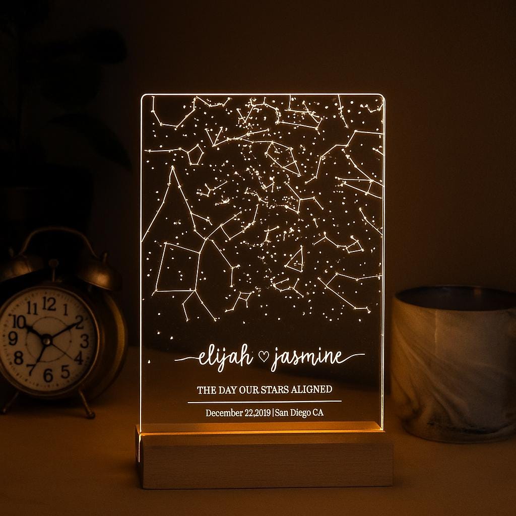 Personalized Star Map Night Light: Constellation Gift for Couples - Etsy
