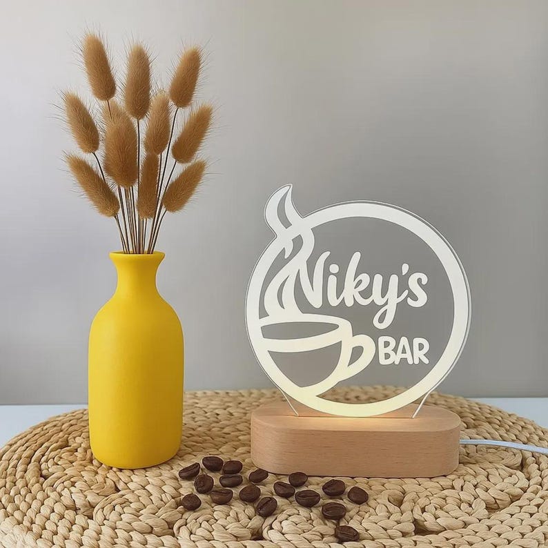 Personalized LED Coffee Bar Sign – Custom Acrylic Name Lamp - Etsy