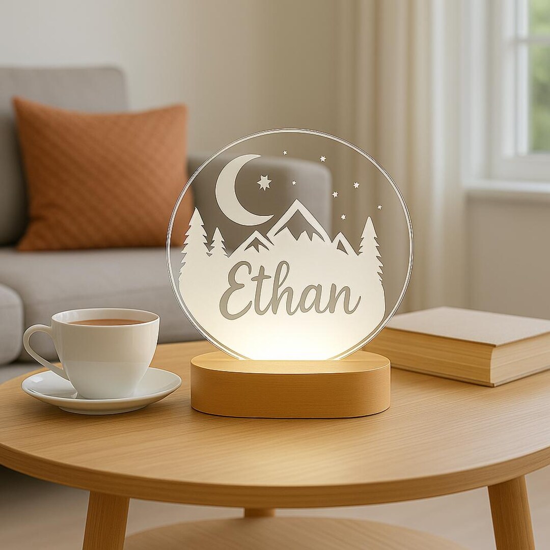Personalized Lighthouse Night Light | Custom Name LED Lamp | Moon ...
