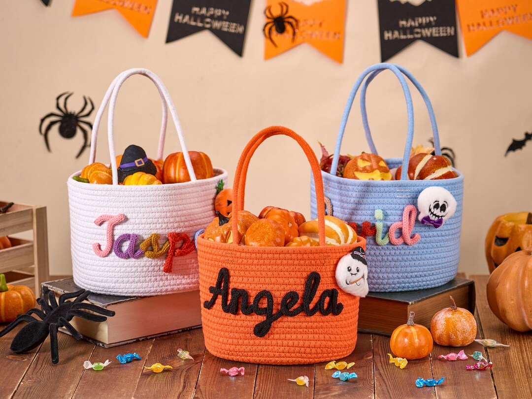 Personalized Halloween Trick or Treat Basket,halloween Candy Tote ...