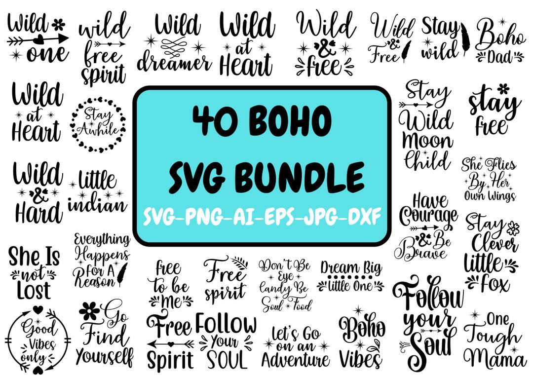 Boho Affirmations SVG Bundle, Floral Positive Quotes (digital Download ...