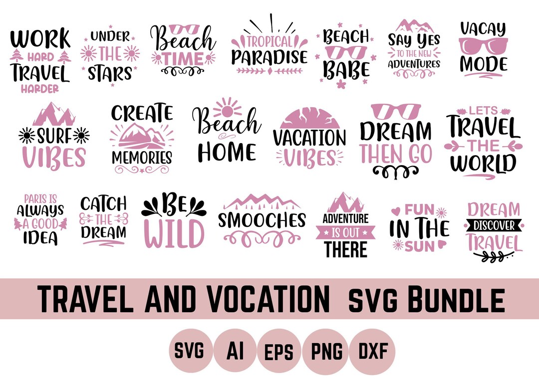 Summer Vocation SVG Bundle, Travel Svg Bundle, Summer Svg, Beach Svg ...