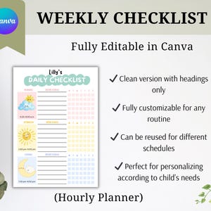 Kids Daily Routine Checklist Printable for Ages 3–8, Morning Evening ...