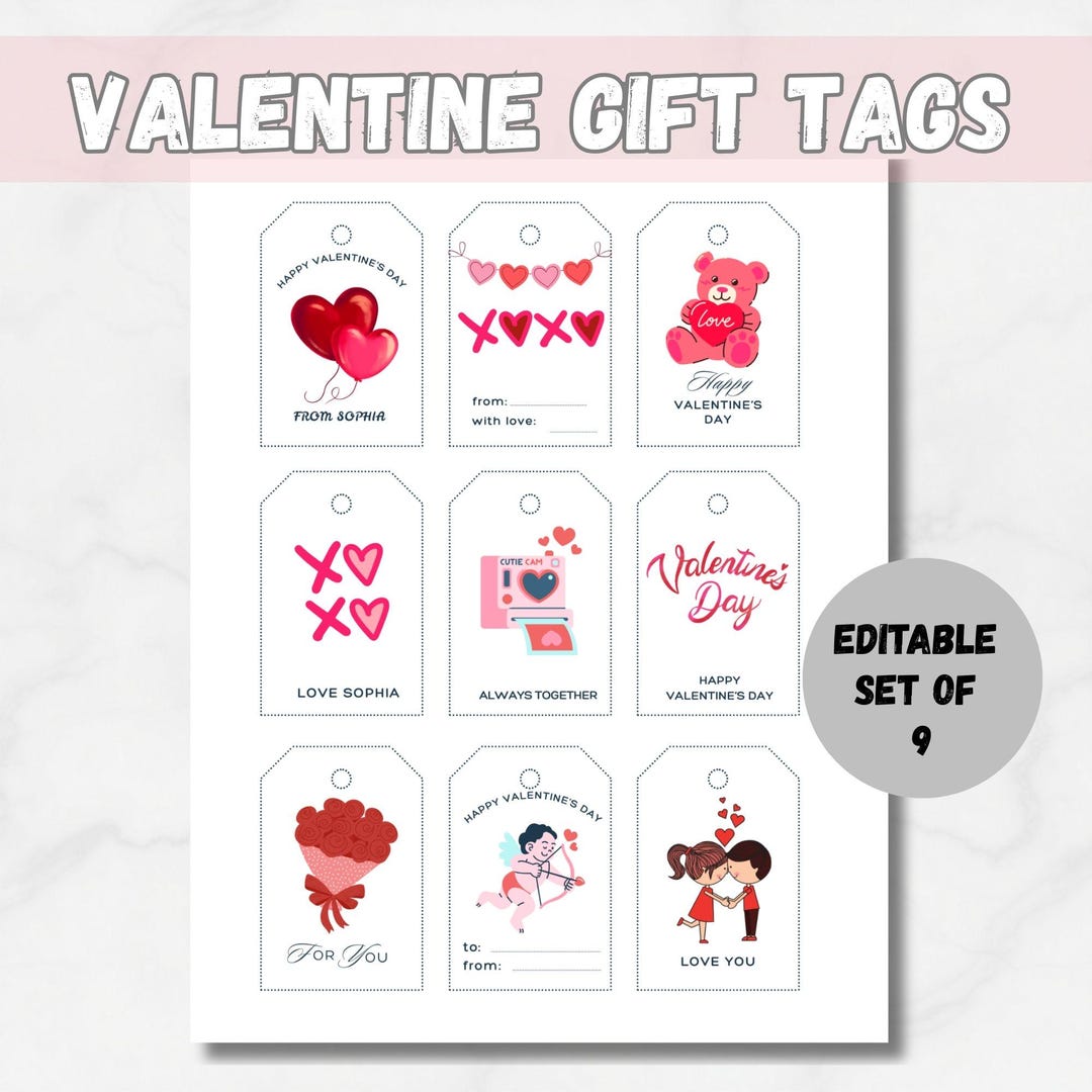 Editable Valentine Day Gift Tag. Kids Valentine Treat Tags, Classroom ...