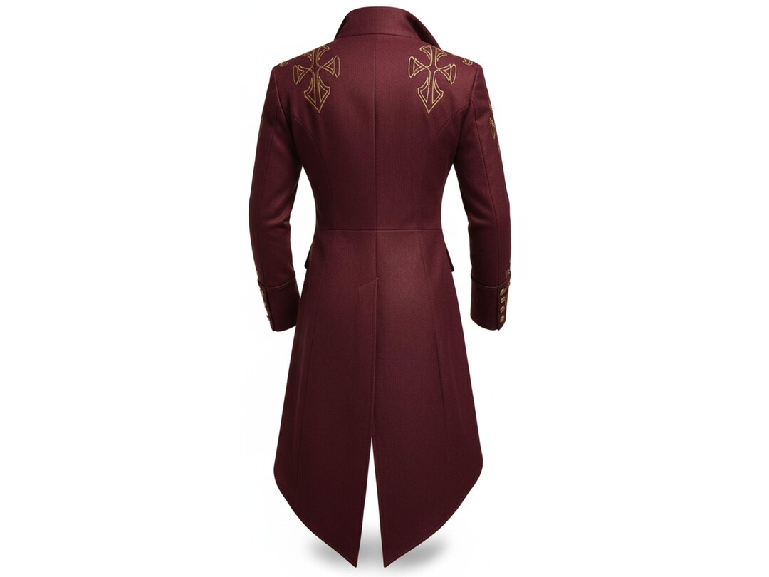 Victorian Gothic Vampire Coat | Maroon Steampunk Trench Jacket ...