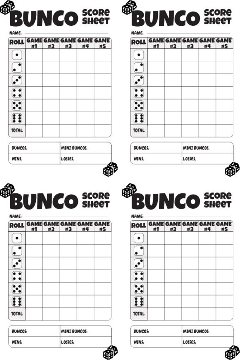 Bunco Score Sheet - Etsy