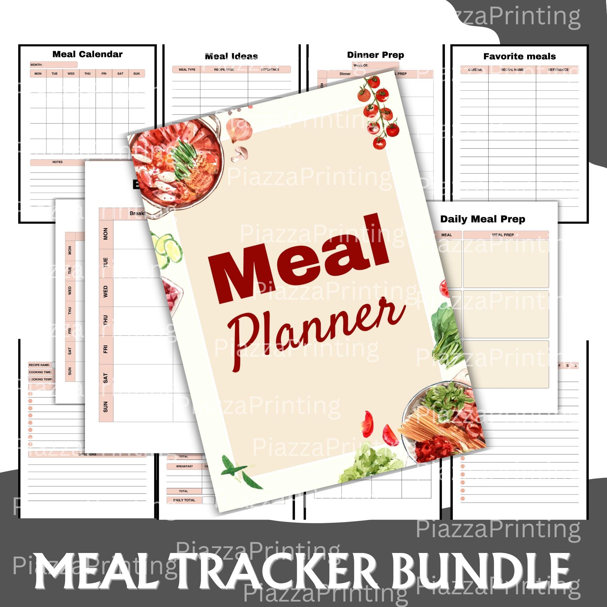 Editable Meal Bundle Planner, Printable Food Journal, Menu Plan & Prep ...