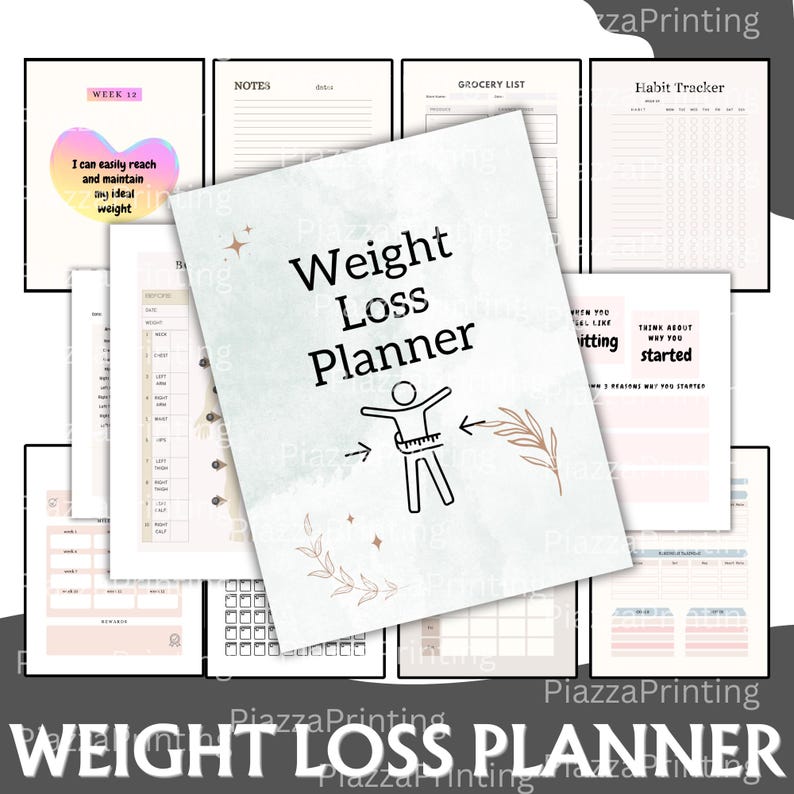 Editable Weight Loss Planner, Printable Weight Loss Tracker, Body ...
