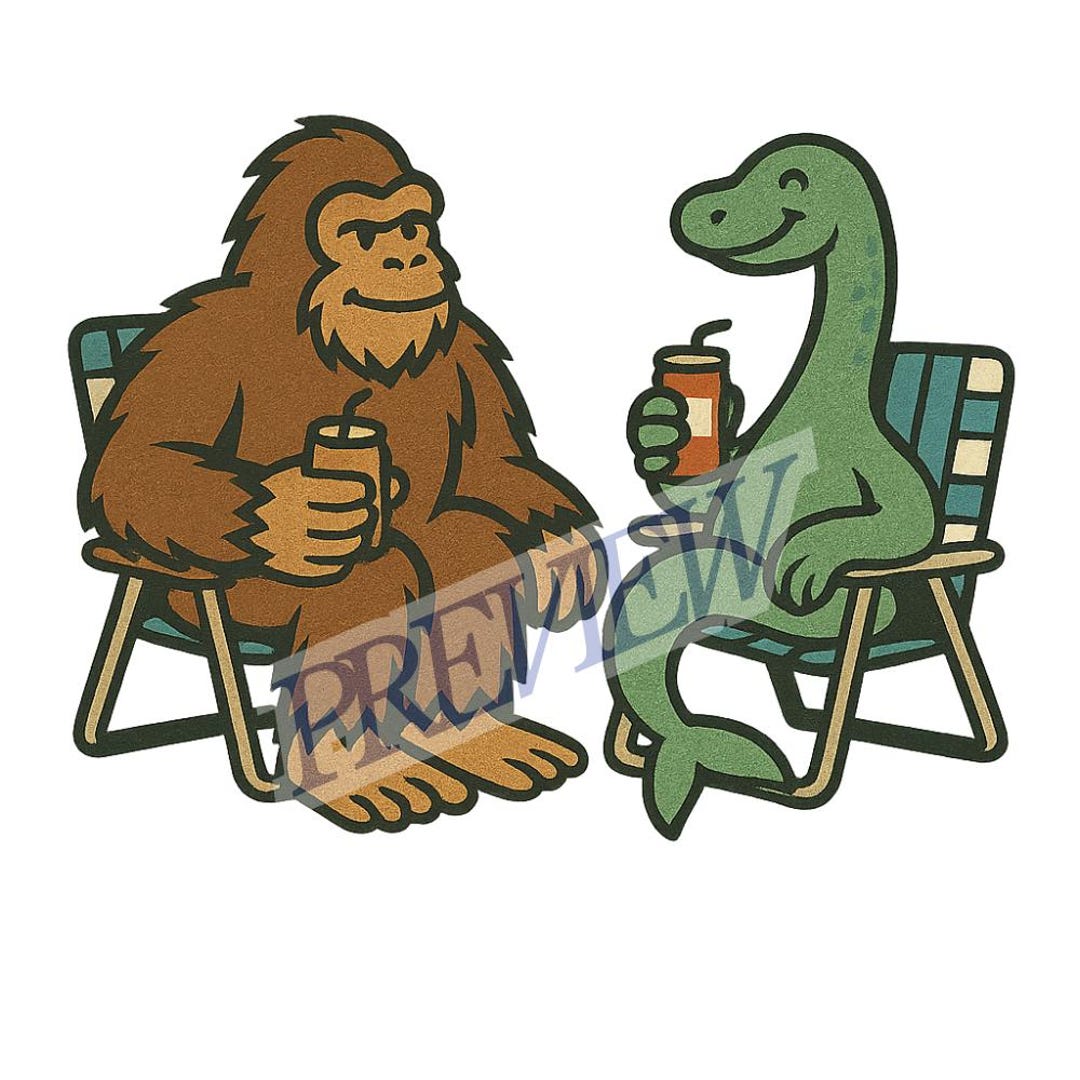 Bigfoot and Loch Ness Monster Besties PNG SVG | Funny Cryptid Besties ...
